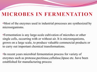 Microbes in biological control,Fermentation and enzyme technology | PPTX