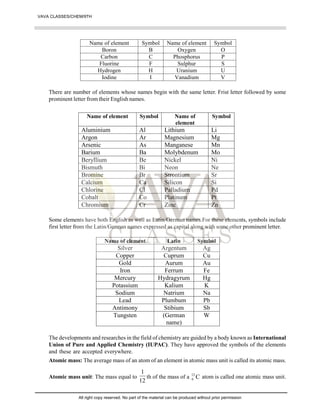 class 9 science chapter 3 atoms and molecules pdf | PDF