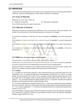 class 9 science chapter 3 atoms and molecules pdf | PDF