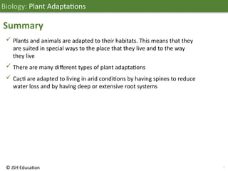 JSH03B003 Plant Adaptations; Biology Education ages 11-14 | PPTX