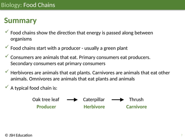 JSH03B004 Food Chains; Biology Education ages 11-14 | PPTX