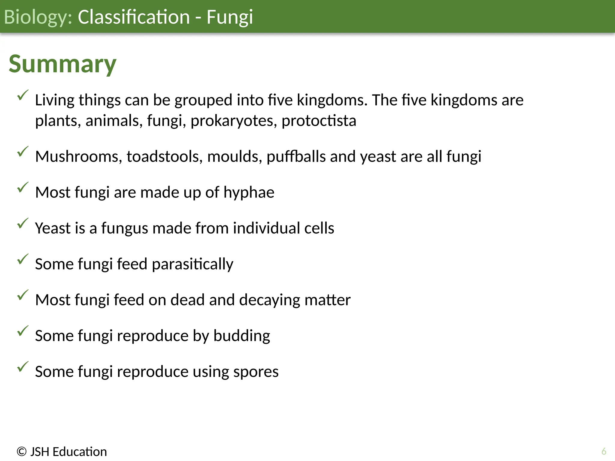 JSH03B014 Classification - Fungi; Biology Education ages 11-14 | PPTX