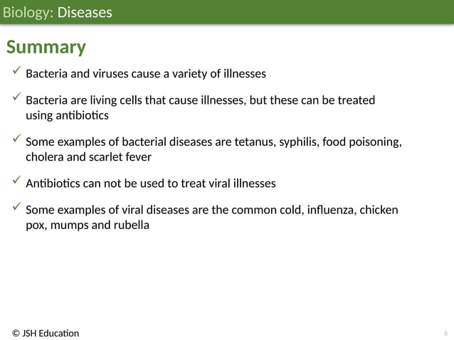 JSH03B044 Diseases; Biology Education ages 11-14 | PPTX