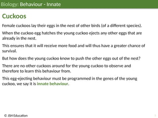 JSH03B052 Behaviour - Innate; Biology Education ages 11-14 | PPTX