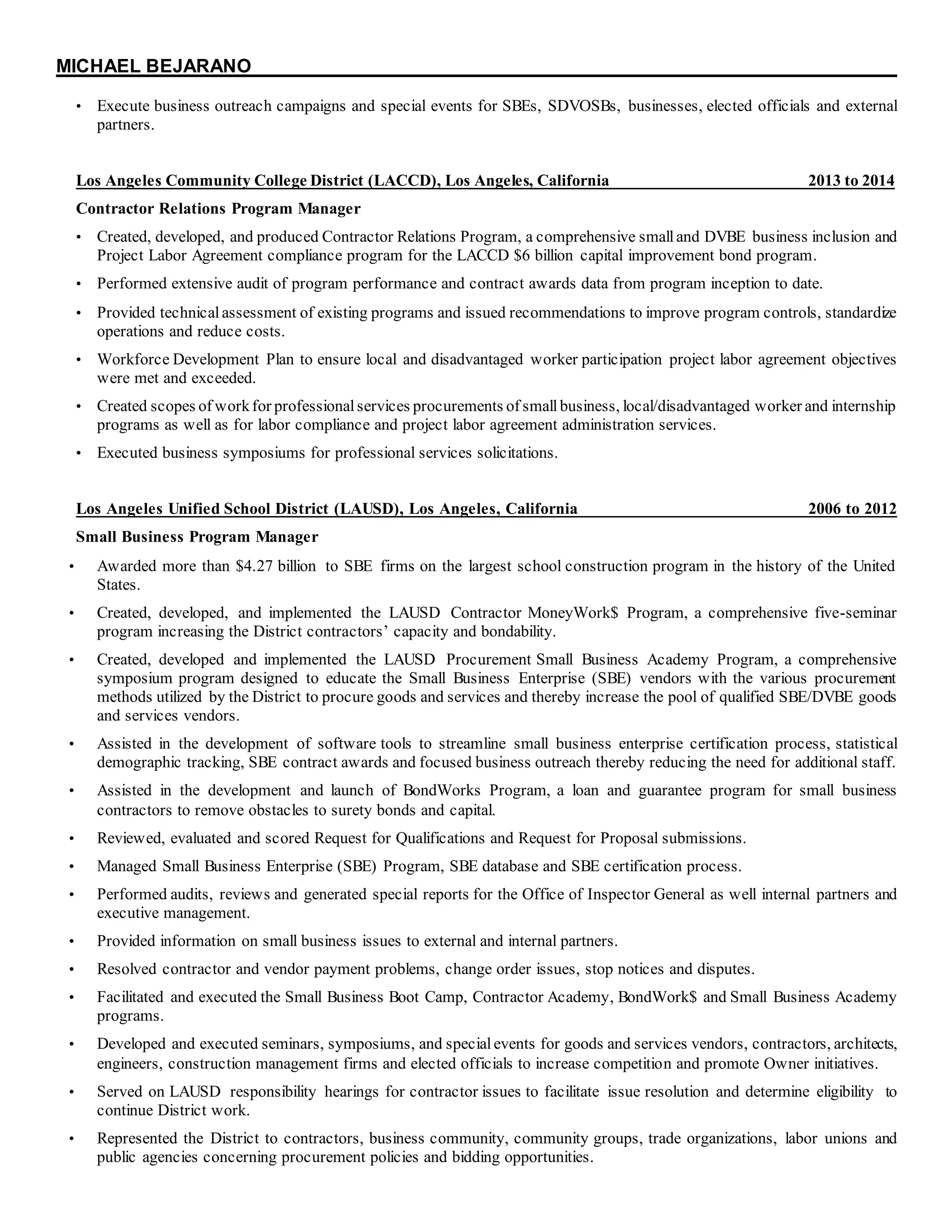 Resume Michael_Bejarano May 2016 | DOCX