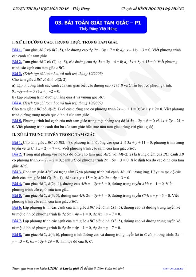03 bai toan giai tam giac p1 | PDF