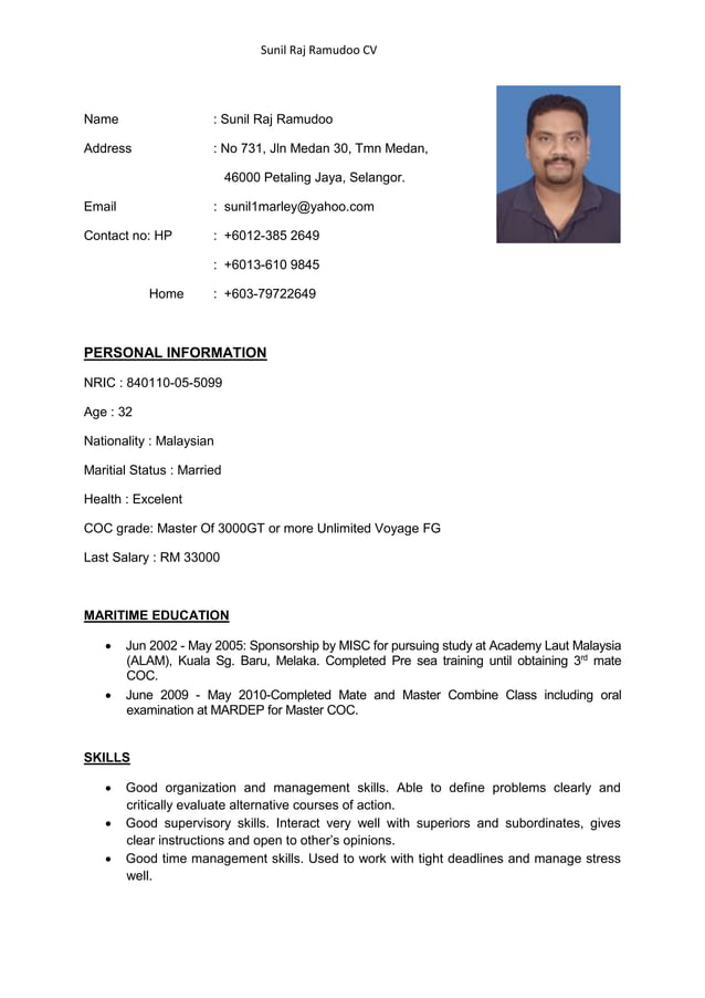 Sunil Raj CV | PDF | Logistics | Business