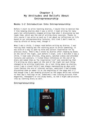 Entrepreneurship Reflective Learning Diary | PDF
