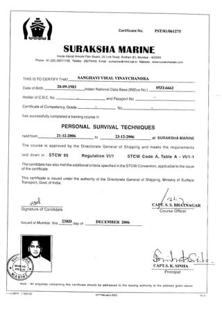 OFFSHORE TRAINING CERTIFICATES | PDF