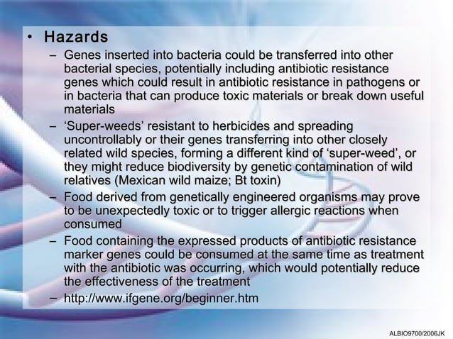 03 Benefits and Hazards of Gene Technology | PPT