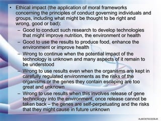 03 Benefits and Hazards of Gene Technology | PPT