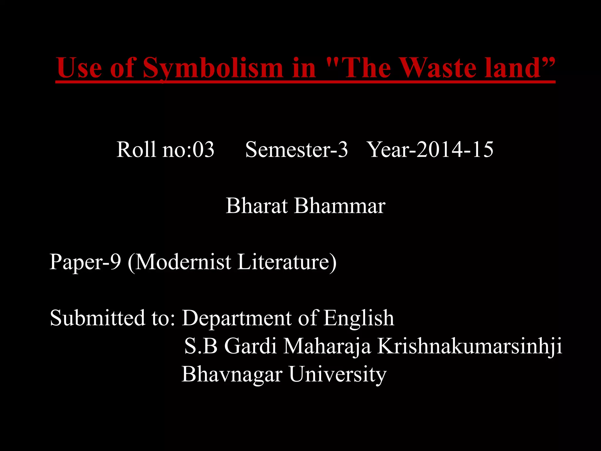 Symbolism in the Waste Land | PPTX