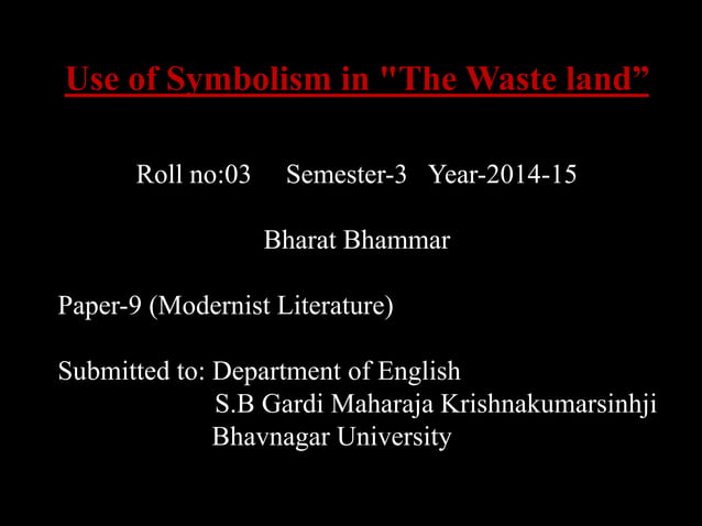 Symbolism in the Waste Land | PPT