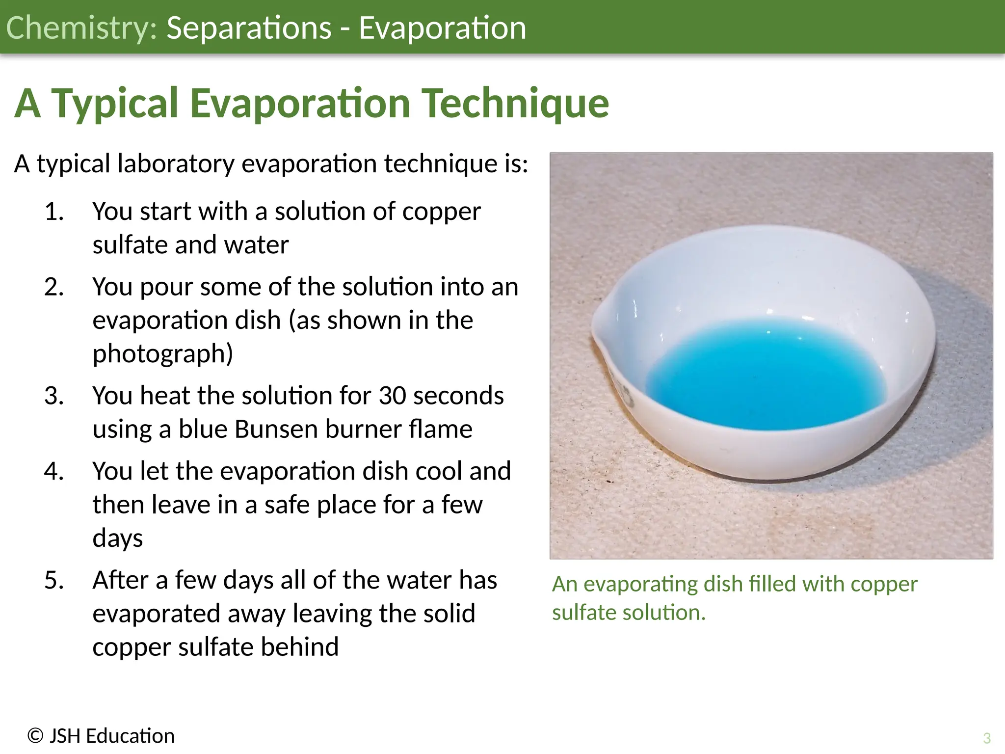 JSH03C014 Separations - Evaporation; Chemistry Education ages 11-14 | PPTX