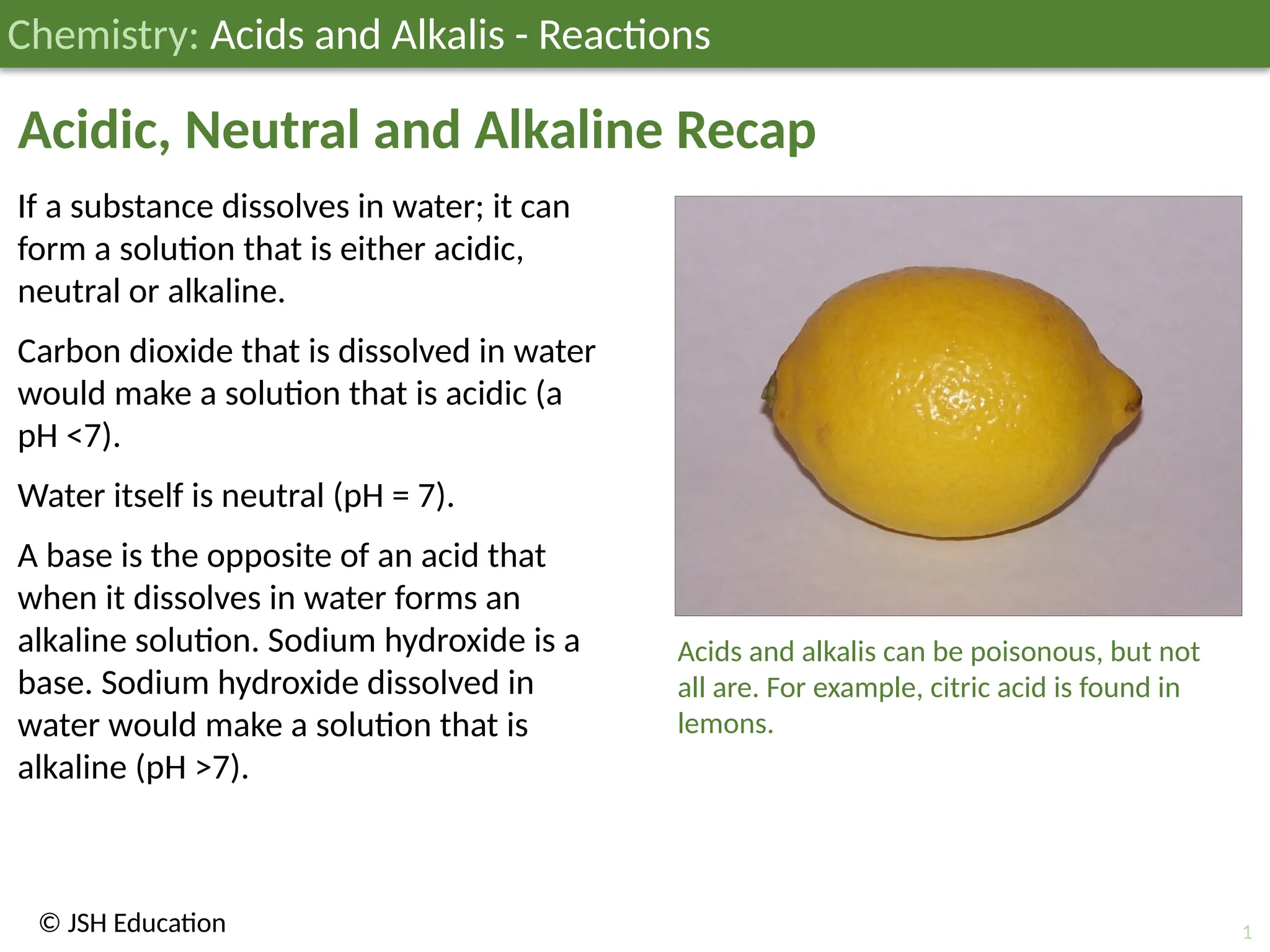 JSH03C026 Acids and Alkalis - Reactions; Chemistry Education ages 11-14 ...