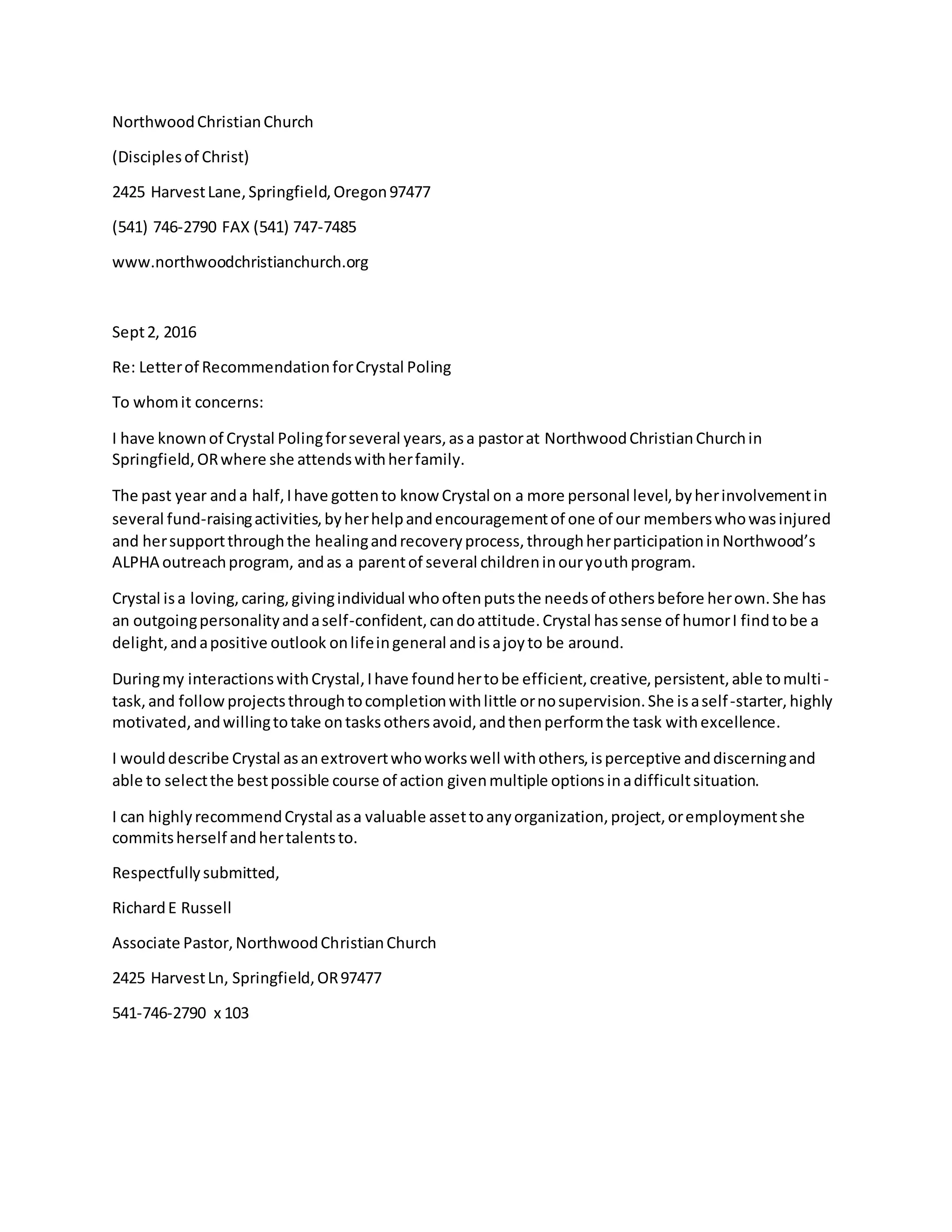 Letter of Recommendation | DOCX