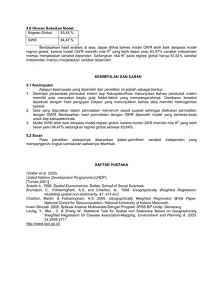 PENDEKATAN GWR (GEOGRAPHICALLY WEIGHTED REGRESSION) | PDF
