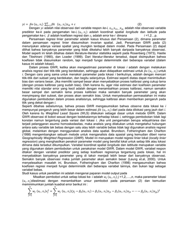 PENDEKATAN GWR (GEOGRAPHICALLY WEIGHTED REGRESSION) | PDF