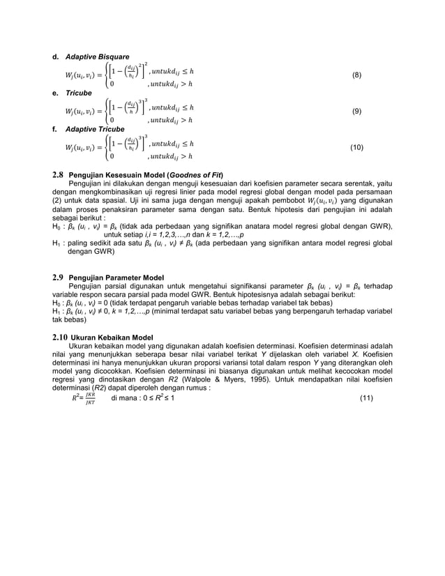 PENDEKATAN GWR (GEOGRAPHICALLY WEIGHTED REGRESSION) | PDF