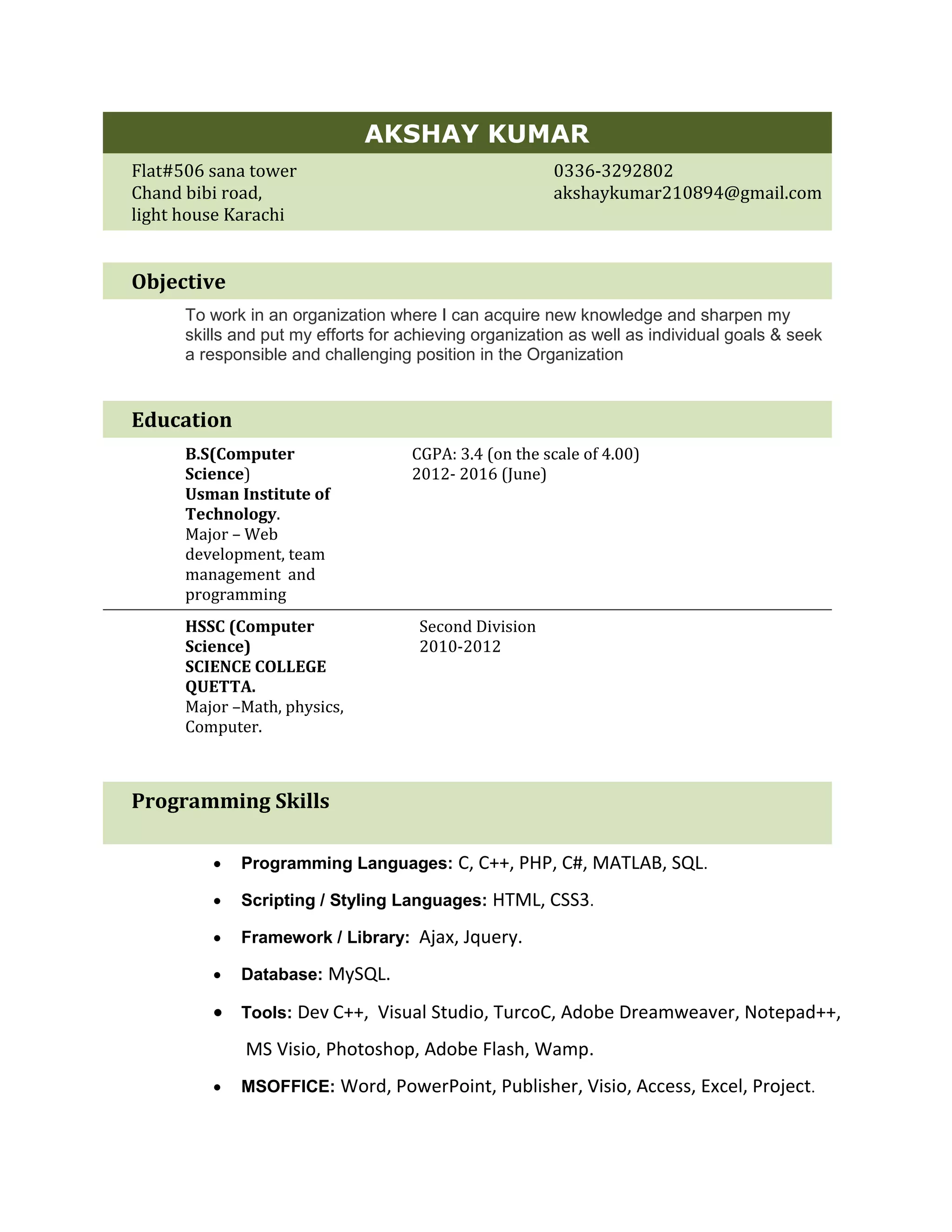 AKSHAY RESUME | PDF | Programming Languages | Computing