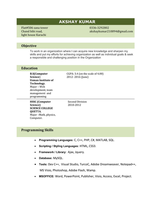 AKSHAY RESUME | PDF | Programming Languages | Computing