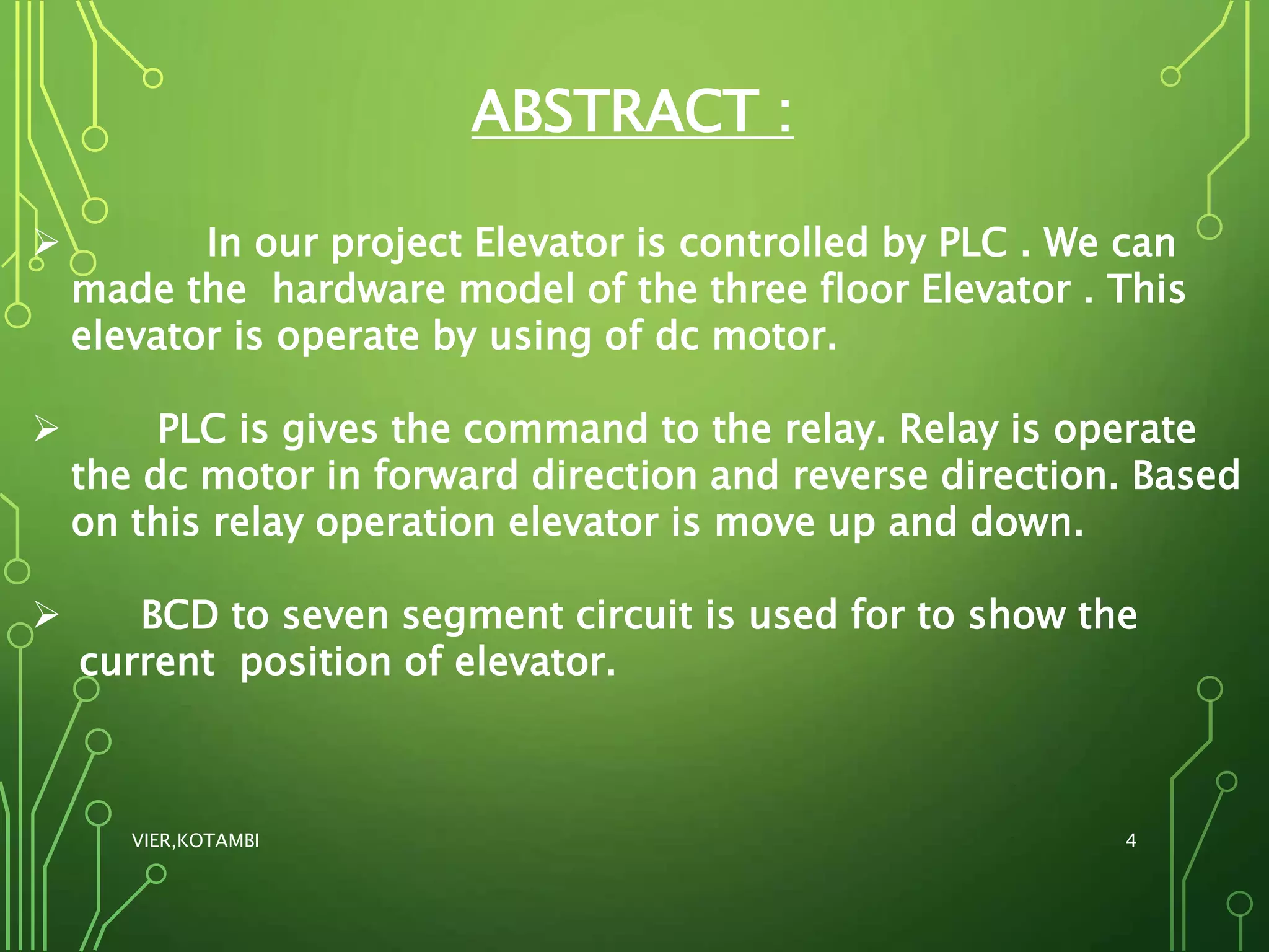 PLC BASED ELEVATOR PPT(GROUP-1) | PPTX