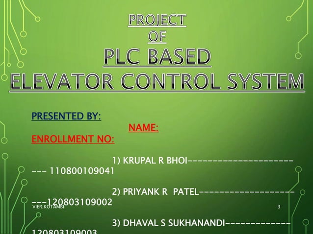 PLC BASED ELEVATOR PPT(GROUP-1) | PPTX