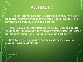 PLC BASED ELEVATOR PPT(GROUP-1) | PPTX
