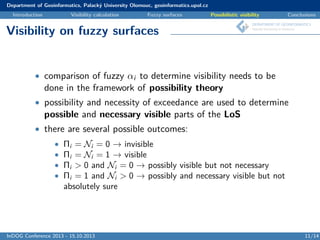 Jan Caha - Visibility Analysis on Uncertain Surfaces | PPT