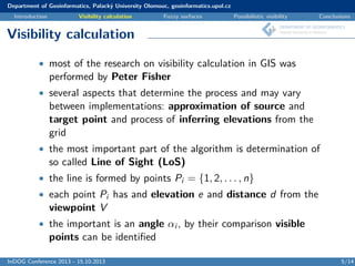 Jan Caha - Visibility Analysis on Uncertain Surfaces | PPT