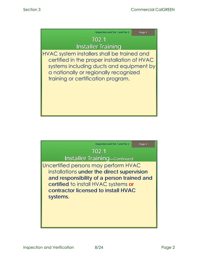 03 cal green inspection and verification | PDF