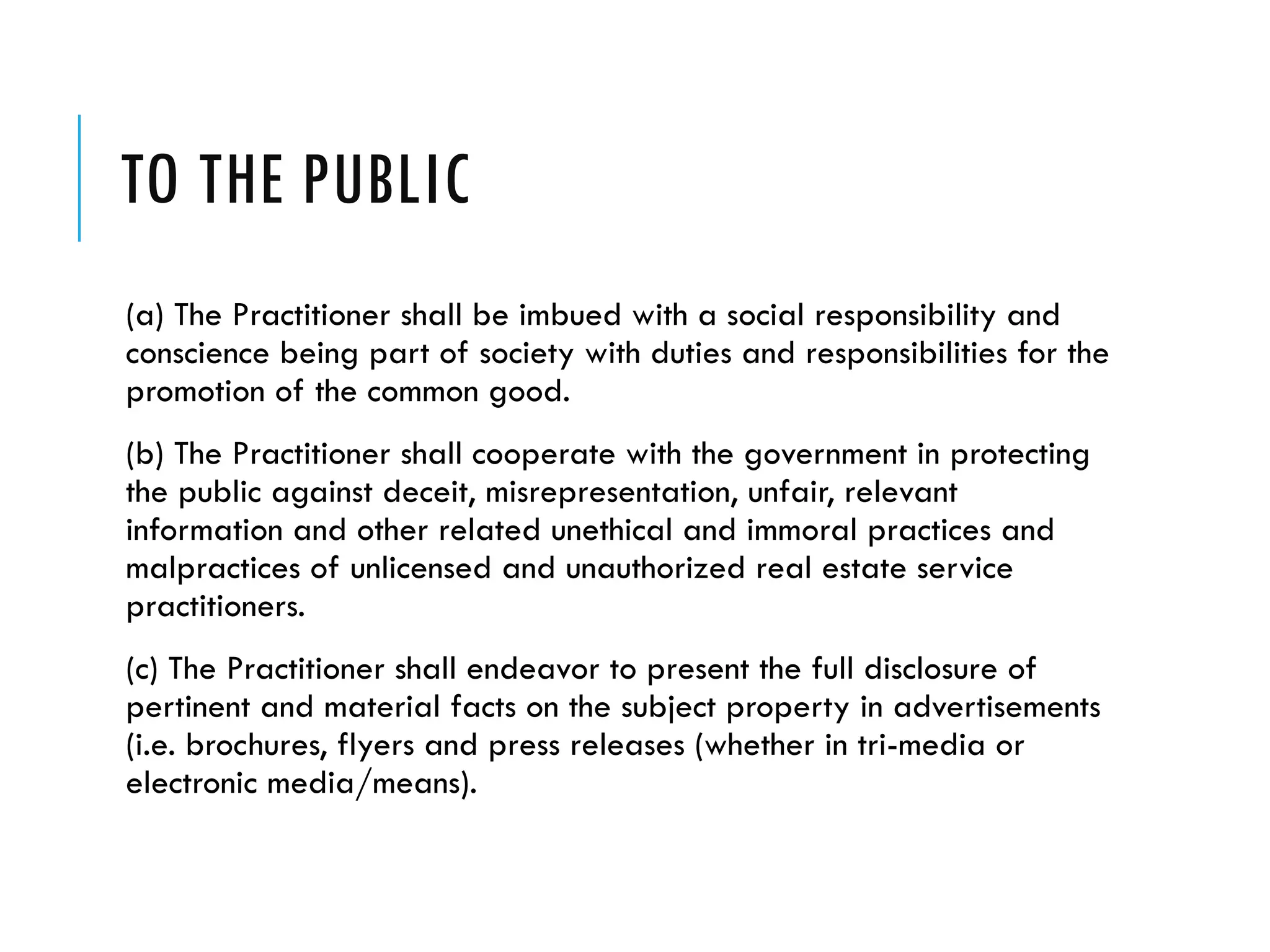 Code of Ethics and Responsibilities of Real Estate Practitioners | PDF