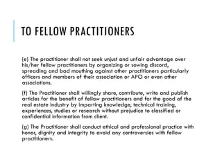 Code of Ethics and Responsibilities of Real Estate Practitioners | PDF