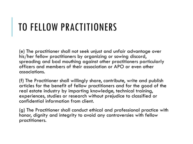 Code of Ethics and Responsibilities of Real Estate Practitioners | PDF ...