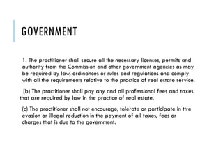 Code of Ethics and Responsibilities of Real Estate Practitioners | PDF