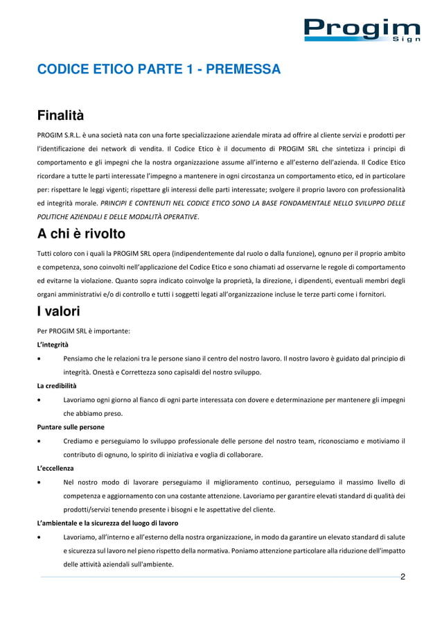 Codice etico progim | PDF