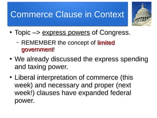 Legislative Power, Part II: Commerce Clause | PDF
