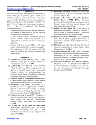 compressive strength of concrete containing milled glass as partial ...
