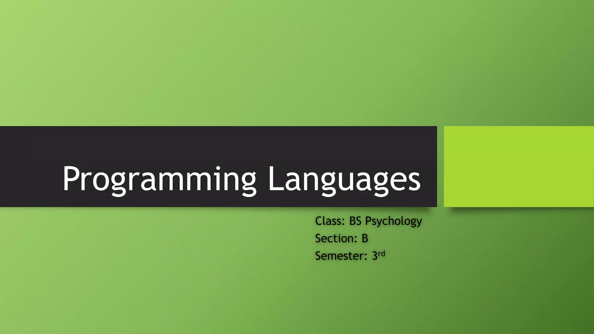Computer Programming Languages in Psychological Perspective | PPT