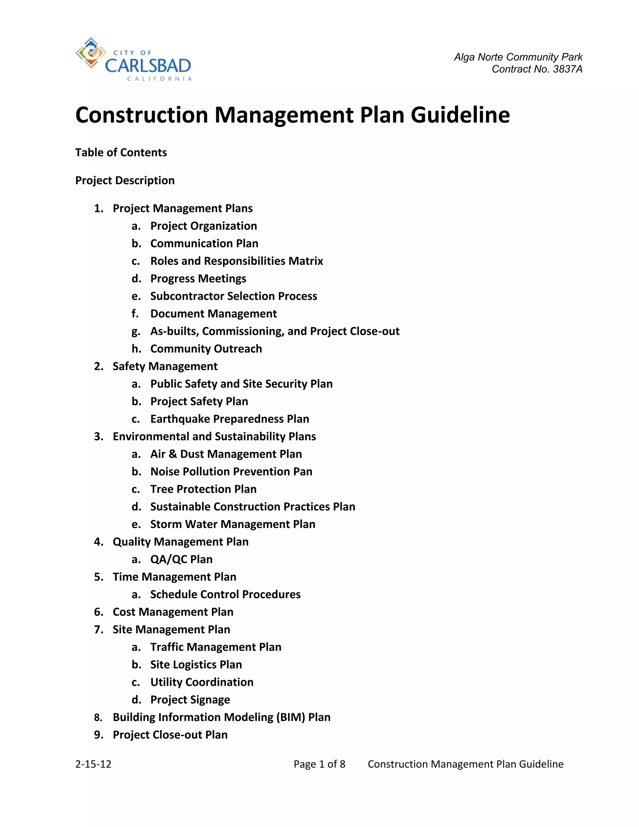 Construction Management Plan Guideline 2 15 12 | PDF