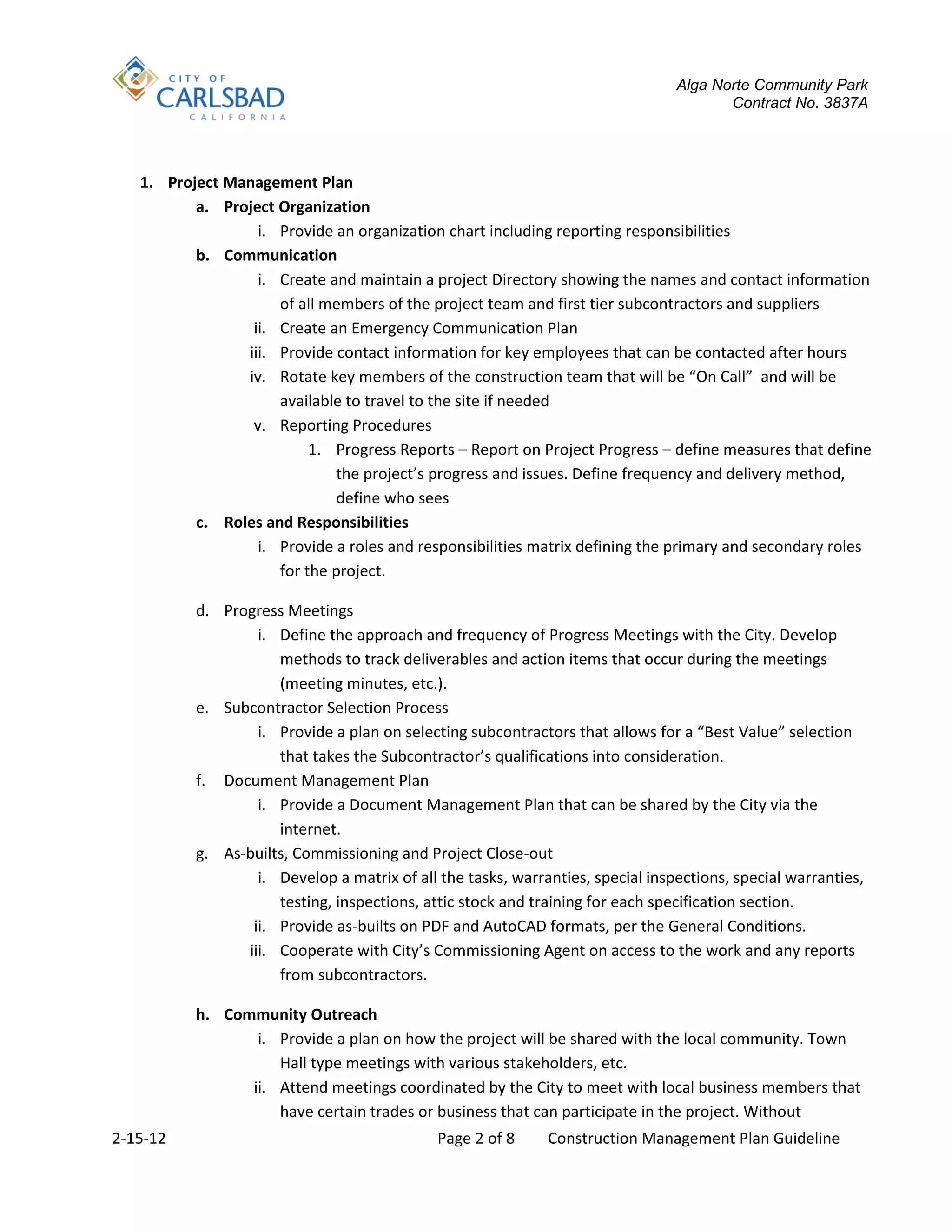 Construction Management Plan Guideline 2 15 12 | PDF