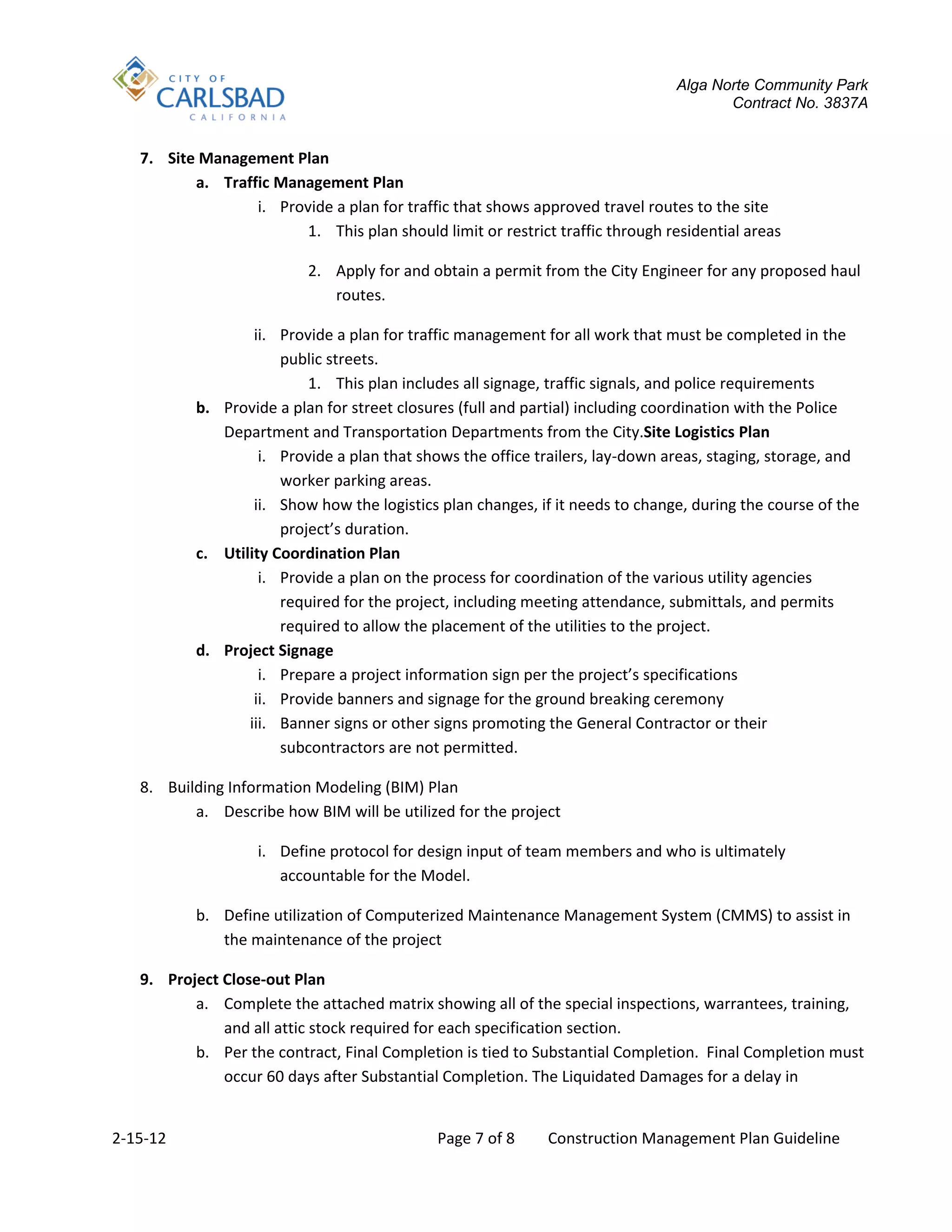 Construction Management Plan Guideline 2 15 12 | PDF