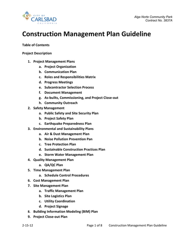 Construction Management Plan Guideline 2 15 12 | PDF