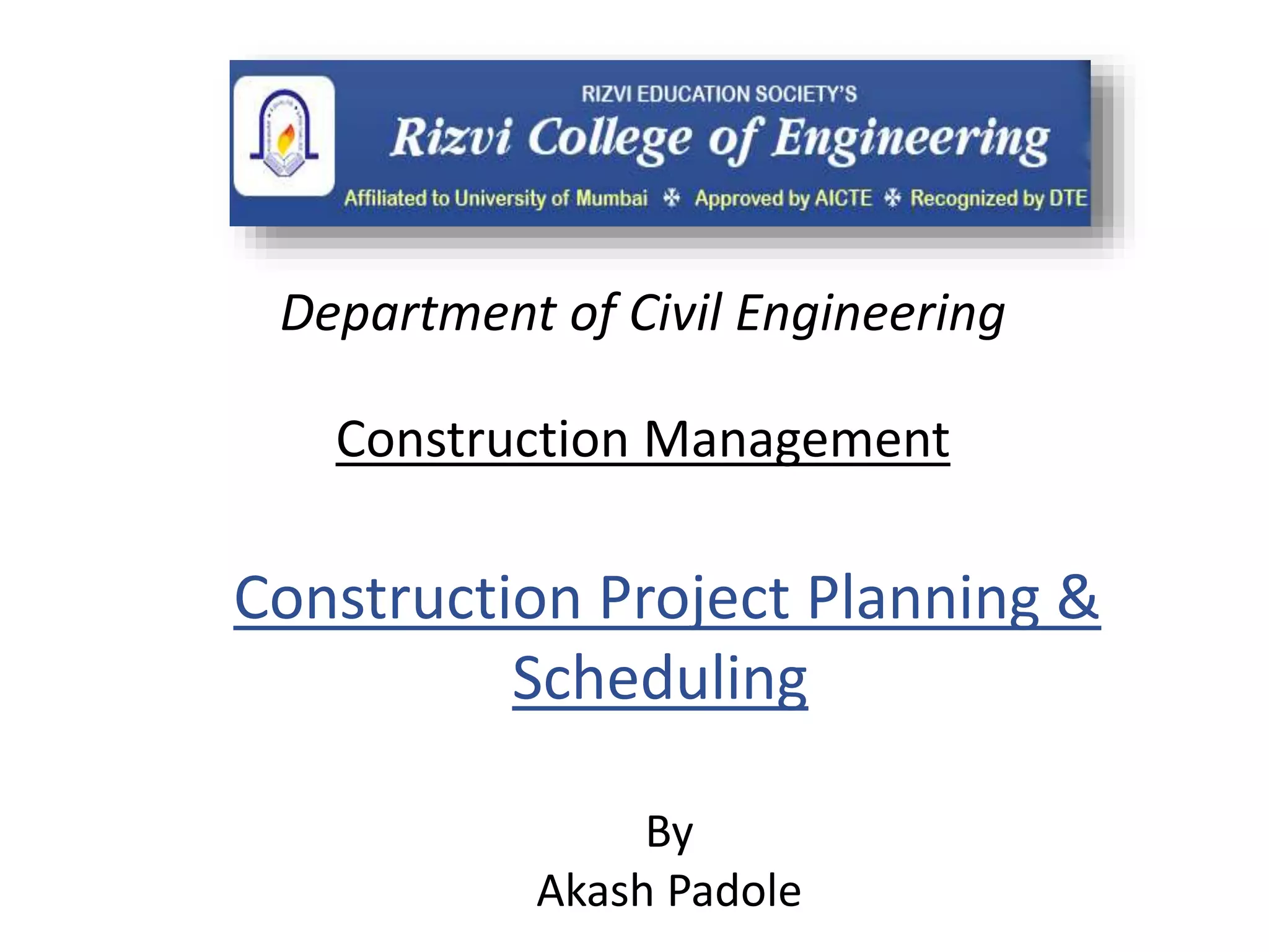 03 Construction Project Planning and Scheduling | PPTX