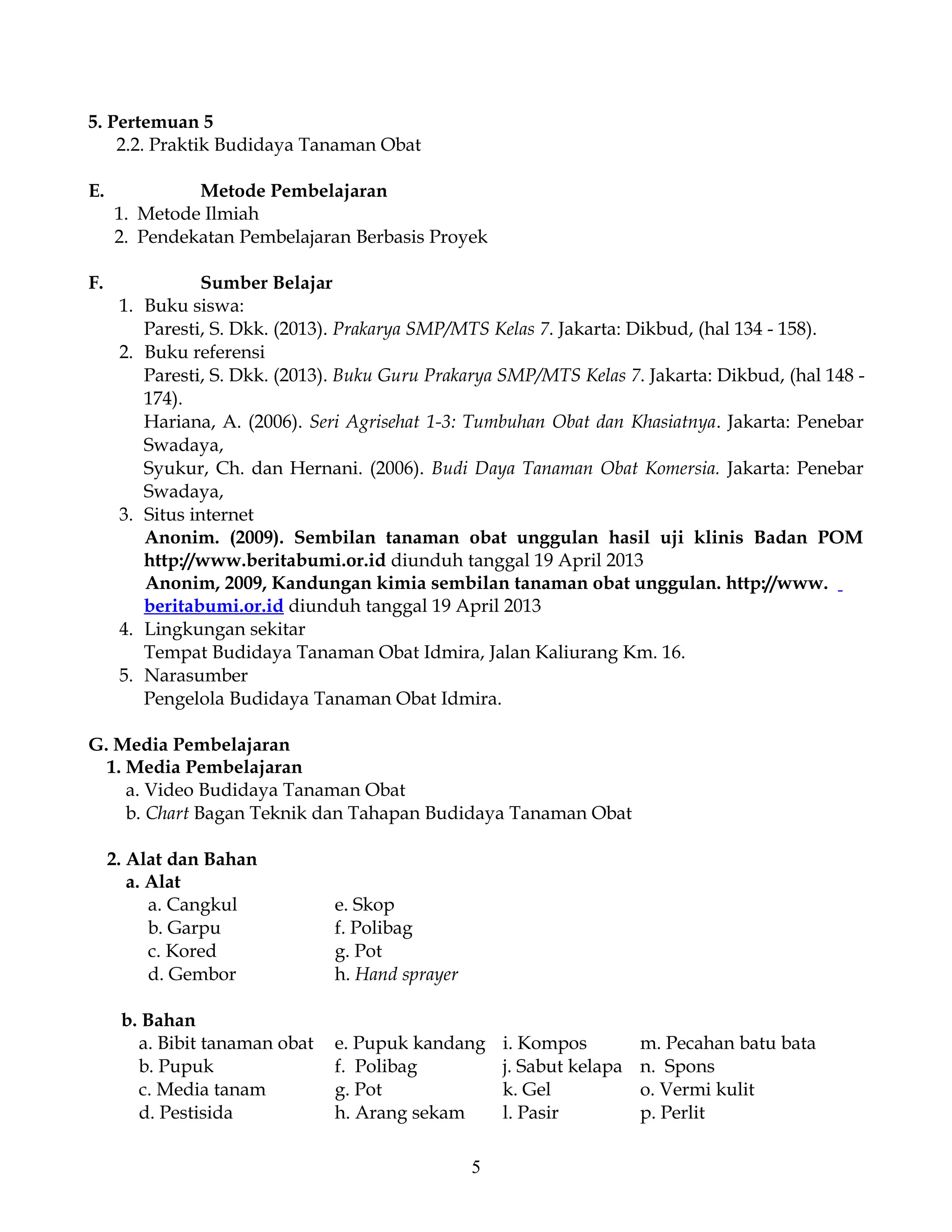 03 contoh rpp budidaya tanaman obat | DOC