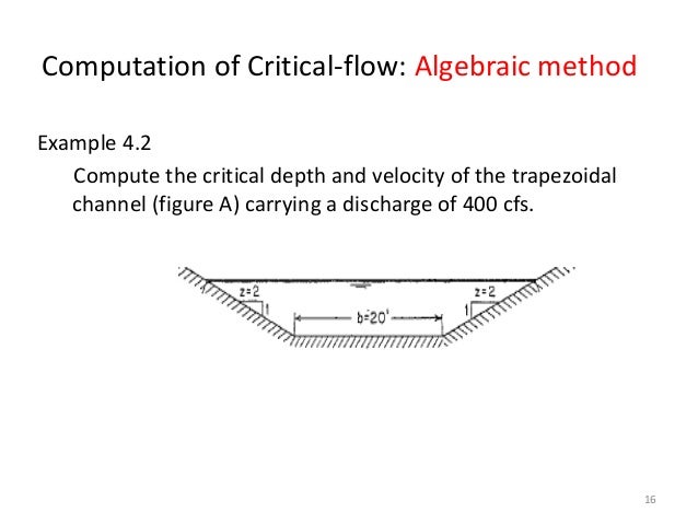 Critical flow through an Open channel