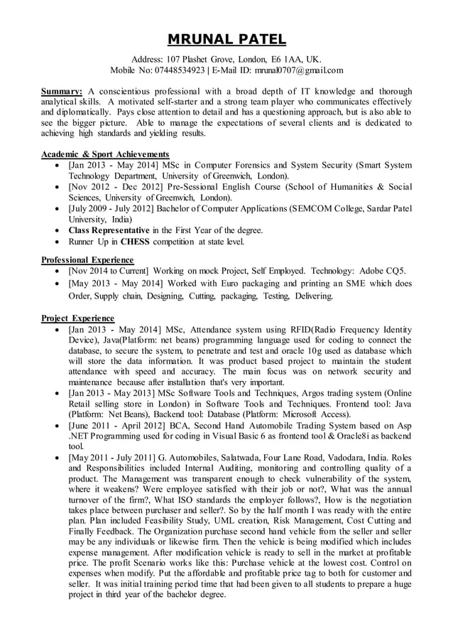 Mrunal CV | PDF
