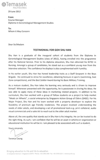 Goh Shu Han Testimonial | PDF