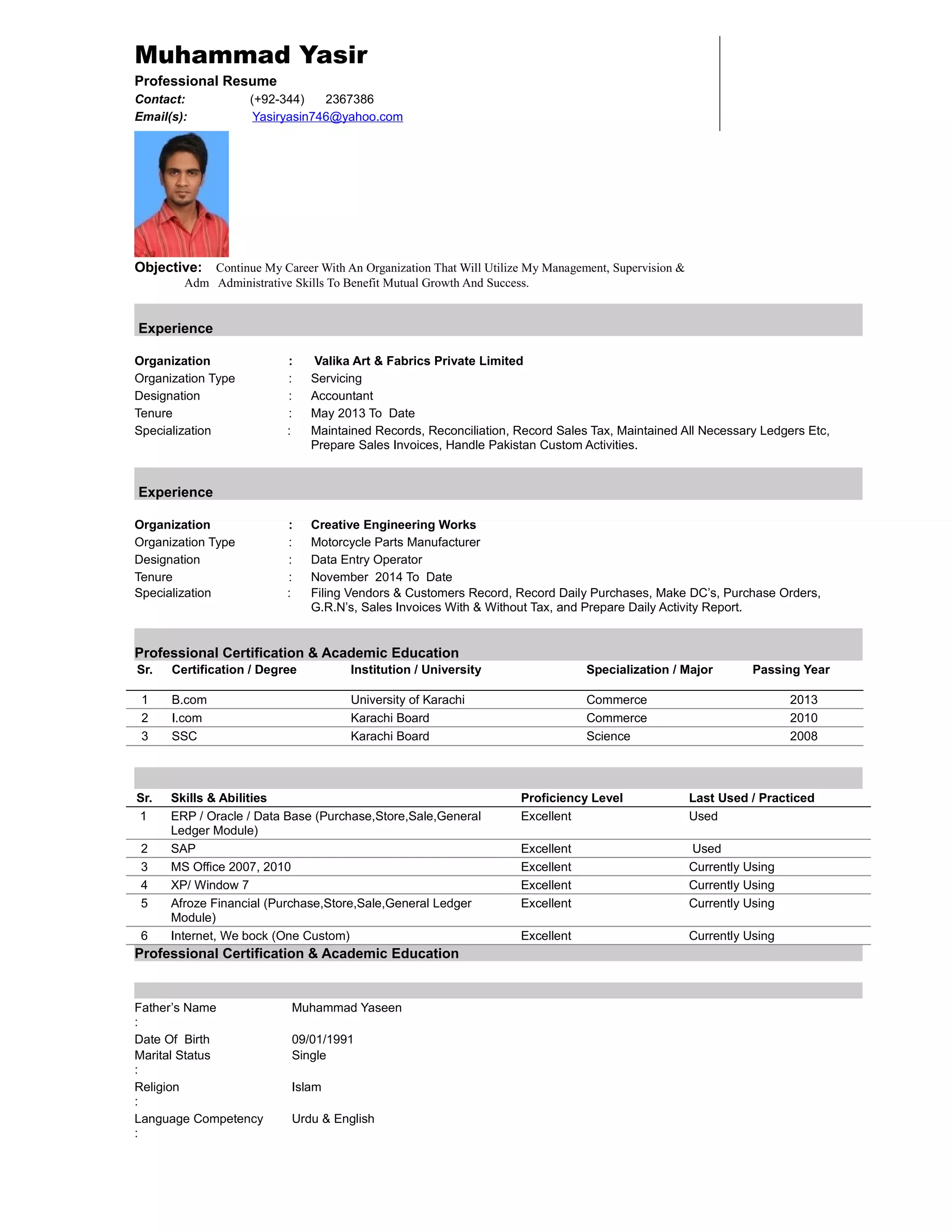 yasir cv (1) | PDF