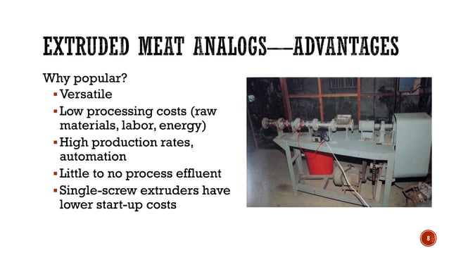 Development in Plant Proteins Production of Meat Analog using textured protein from full fat soy ...